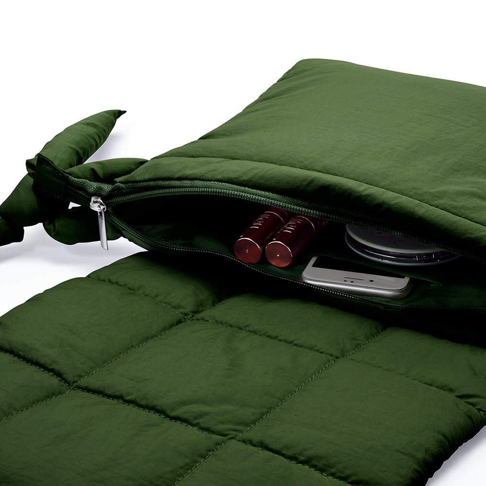 Nylon Quilted Puffer Crossbody Bag - Dark Green – Mayim Bottle