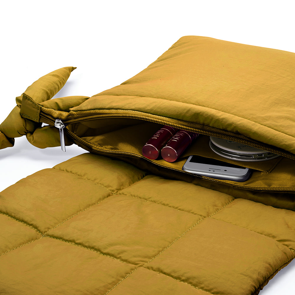 Nylon Quilted Puffer Crossbody Bag - Mustard – Mayim Bottle