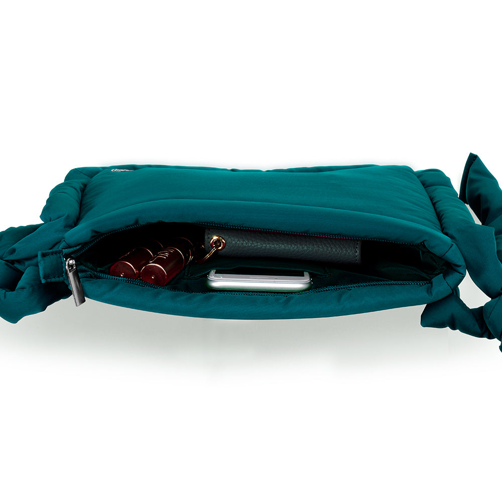 Nylon Zip Top Crossbody Bag - Peacock Blue – Mayim Bottle
