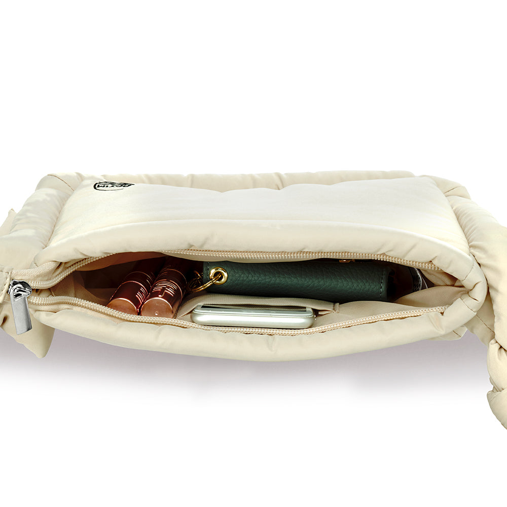 Nylon Zip Top Crossbody Bag - Beige – Mayim Bottle